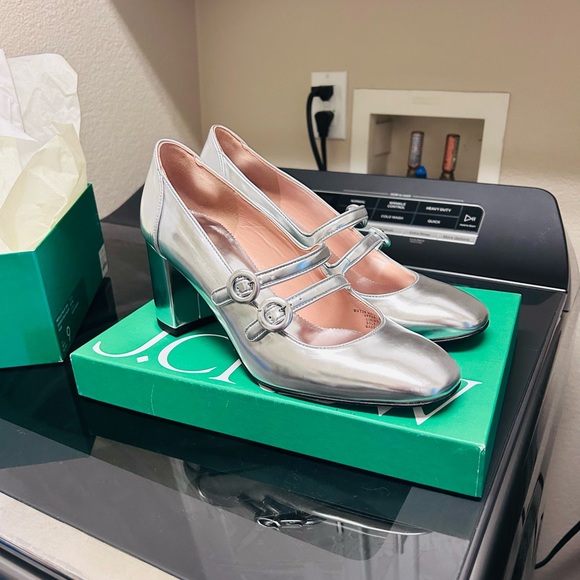 J. Crew | Shoes | J Crew Womens Metallic Silver Heels | Poshmark